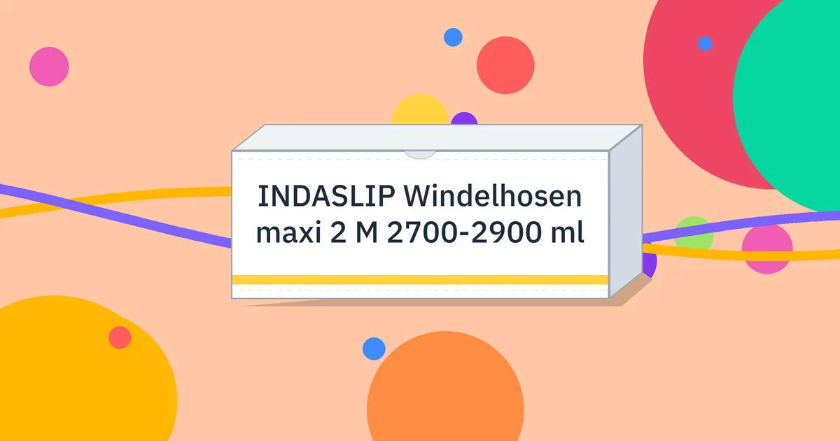 Symbolbild: Packung mit der Aufschrift INDASLIP Windelhosen maxi 2 M 2700-2900 ml (PZN 09922652) – Verfügbarkeit und Bezug in Apotheken in Frankfurt am Main