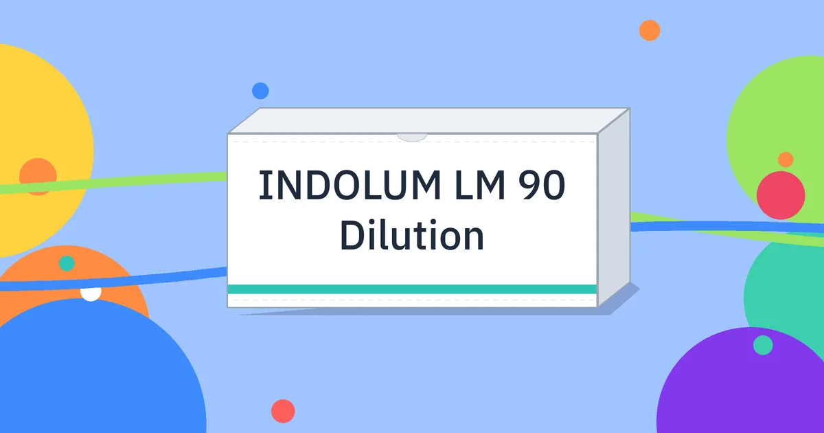 Symbolbild: Packung mit der Aufschrift INDOLUM LM 90 Dilution (PZN 13560290) – Verfügbarkeit und Bezug in Apotheken in Frankfurt am Main