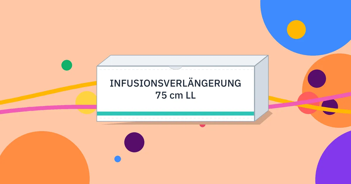 Symbolbild: Packung mit der Aufschrift INFUSIONSVERLÄNGERUNG 75 cm LL (PZN 17487851) – Verfügbarkeit und Bezug in Apotheken in Frankfurt am Main