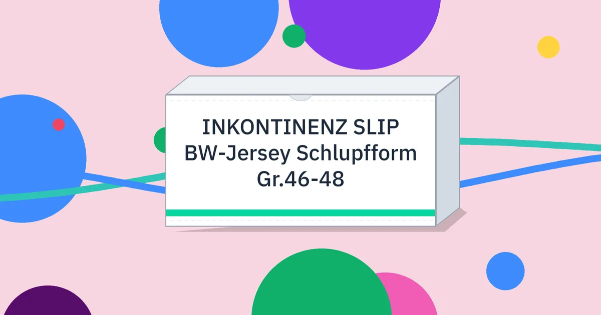 Symbolbild: Packung mit der Aufschrift INKONTINENZ SLIP BW-Jersey Schlupfform Gr.46-48 (PZN 10217692) – Verfügbarkeit und Bezug in Apotheken in Frankfurt am Main