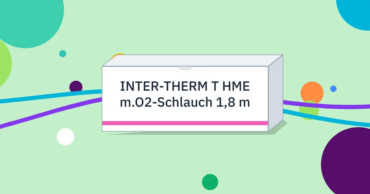 Symbolbild: Packung mit der Aufschrift INTER-THERM T HME m.O2-Schlauch 1,8 m (PZN 17432347) – Verfügbarkeit und Bezug in Apotheken in Frankfurt am Main