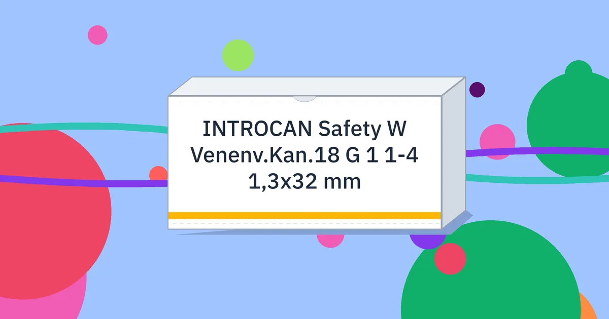 Symbolbild: Packung mit der Aufschrift INTROCAN Safety W Venenv.Kan.18 G 1 1-4 1,3x32 mm (PZN 04095807) – Verfügbarkeit und Bezug in Apotheken in Frankfurt am Main