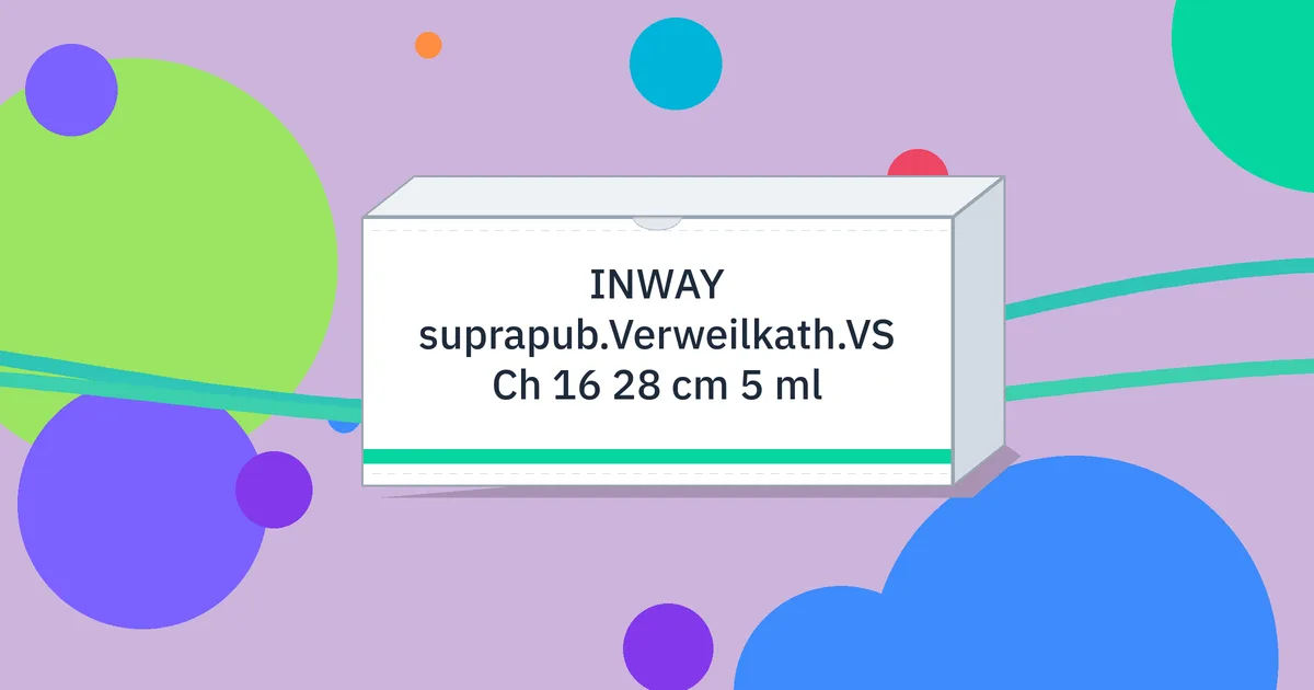 Symbolbild: Packung mit der Aufschrift INWAY suprapub.Verweilkath.VS Ch 16 28 cm 5 ml (PZN 00052474) – Verfügbarkeit und Bezug in Apotheken in Frankfurt am Main