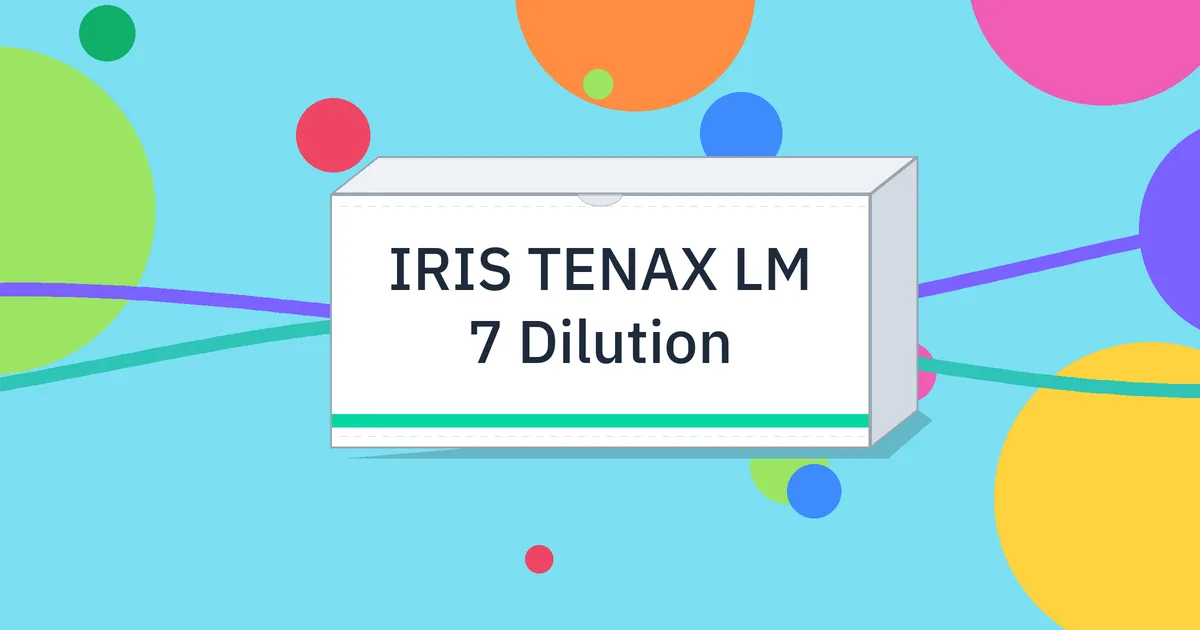 Symbolbild: Packung mit der Aufschrift IRIS TENAX LM 7 Dilution (PZN 12914283) – Verfügbarkeit und Bezug in Apotheken in Frankfurt am Main