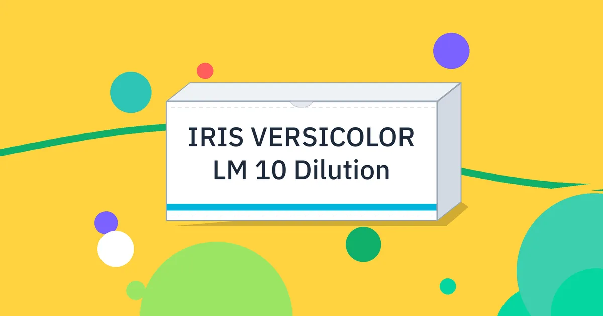 Symbolbild: Packung mit der Aufschrift IRIS VERSICOLOR LM 10 Dilution (PZN 12914805) – Verfügbarkeit und Bezug in Apotheken in Frankfurt am Main