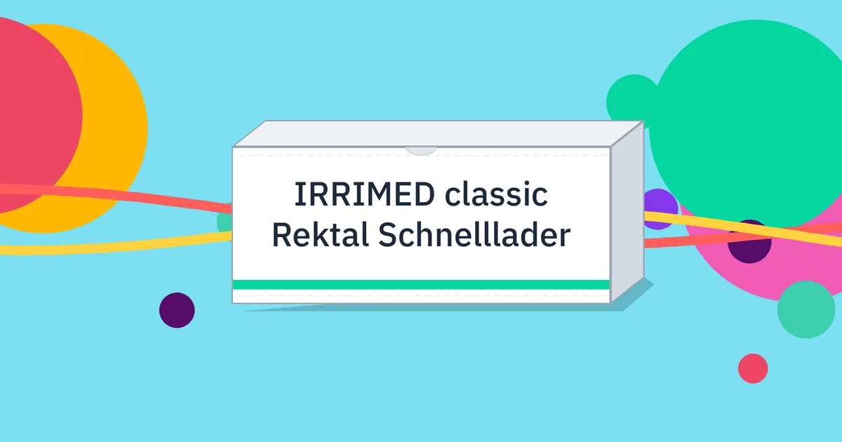 Symbolbild: Packung mit der Aufschrift IRRIMED classic Rektal Schnelllader (PZN 01325566) – Verfügbarkeit und Bezug in Apotheken in Frankfurt am Main