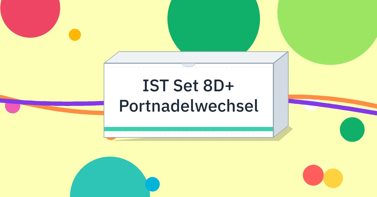 Symbolbild: Packung mit der Aufschrift IST Set 8D+ Portnadelwechsel (PZN 17639611) – Verfügbarkeit und Bezug in Apotheken in Frankfurt am Main