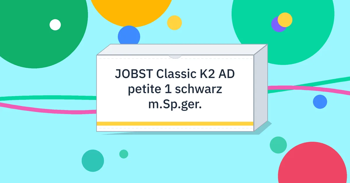 Symbolbild: Packung mit der Aufschrift JOBST Classic K2 AD petite 1 schwarz m.Sp.ger. (PZN 13061629) – Verfügbarkeit und Bezug in Apotheken in Frankfurt am Main