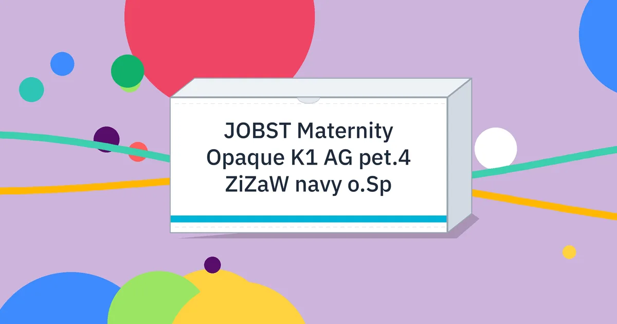 Symbolbild: Packung mit der Aufschrift JOBST Maternity Opaque K1 AG pet.4 ZiZaW navy o.Sp (PZN 15859768) – Verfügbarkeit und Bezug in Apotheken in Frankfurt am Main