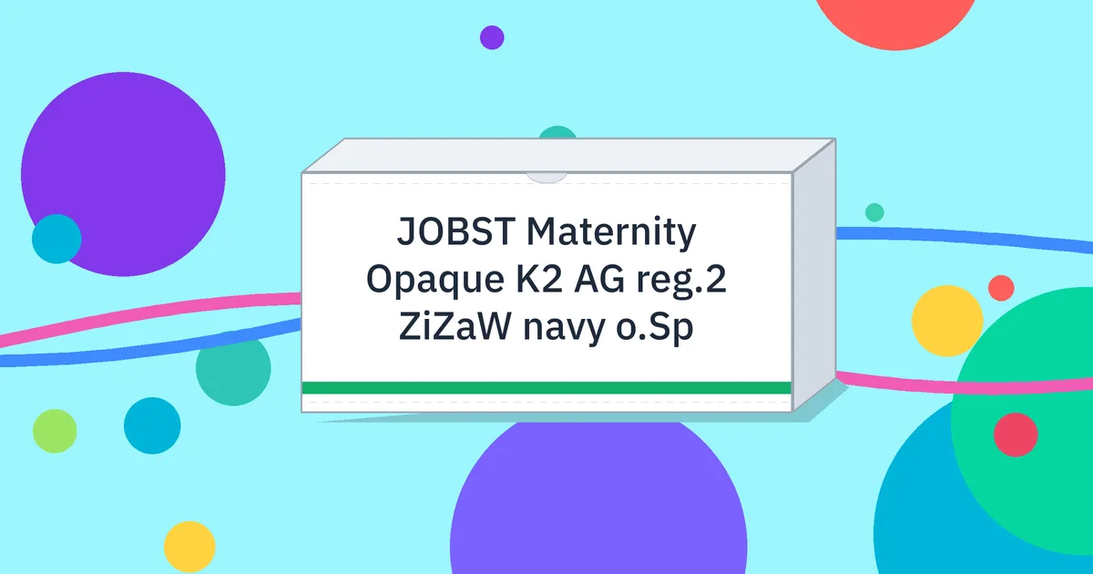Symbolbild: Packung mit der Aufschrift JOBST Maternity Opaque K2 AG reg.2 ZiZaW navy o.Sp (PZN 15860599) – Verfügbarkeit und Bezug in Apotheken in Frankfurt am Main