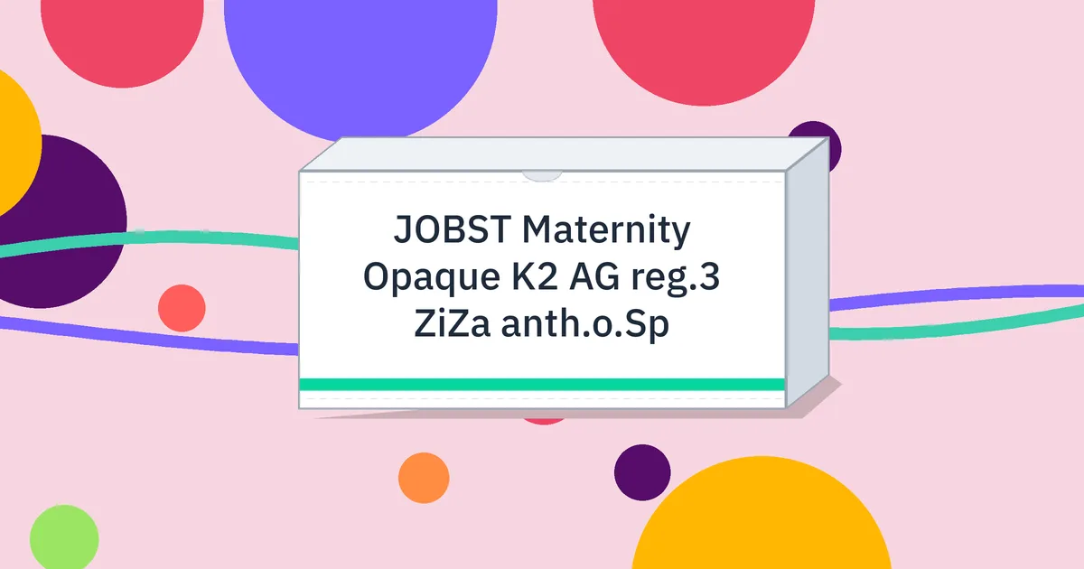 Symbolbild: Packung mit der Aufschrift JOBST Maternity Opaque K2 AG reg.3 ZiZa anth.o.Sp (PZN 15855782) – Verfügbarkeit und Bezug in Apotheken in Frankfurt am Main