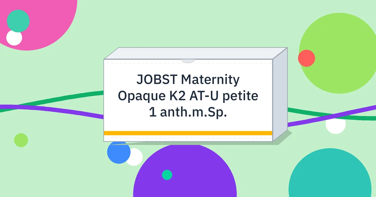 Symbolbild: Packung mit der Aufschrift JOBST Maternity Opaque K2 AT-U petite 1 anth.m.Sp. (PZN 15856534) – Verfügbarkeit und Bezug in Apotheken in Frankfurt am Main