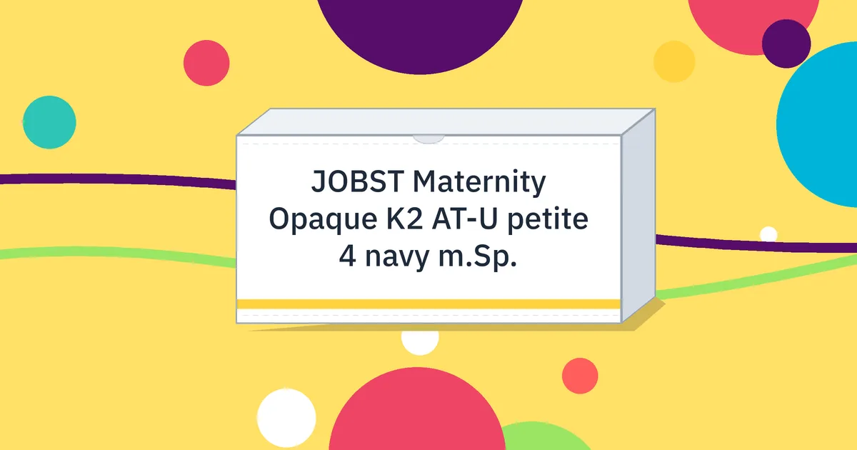 Symbolbild: Packung mit der Aufschrift JOBST Maternity Opaque K2 AT-U petite 4 navy m.Sp. (PZN 15861280) – Verfügbarkeit und Bezug in Apotheken in Frankfurt am Main
