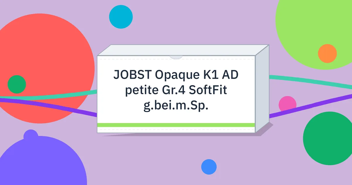 Symbolbild: Packung mit der Aufschrift JOBST Opaque K1 AD petite Gr.4 SoftFit g.bei.m.Sp. (PZN 16264008) – Verfügbarkeit und Bezug in Apotheken in Frankfurt am Main