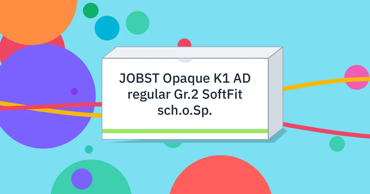 Symbolbild: Packung mit der Aufschrift JOBST Opaque K1 AD regular Gr.2 SoftFit sch.o.Sp. (PZN 13083128) – Verfügbarkeit und Bezug in Apotheken in Frankfurt am Main