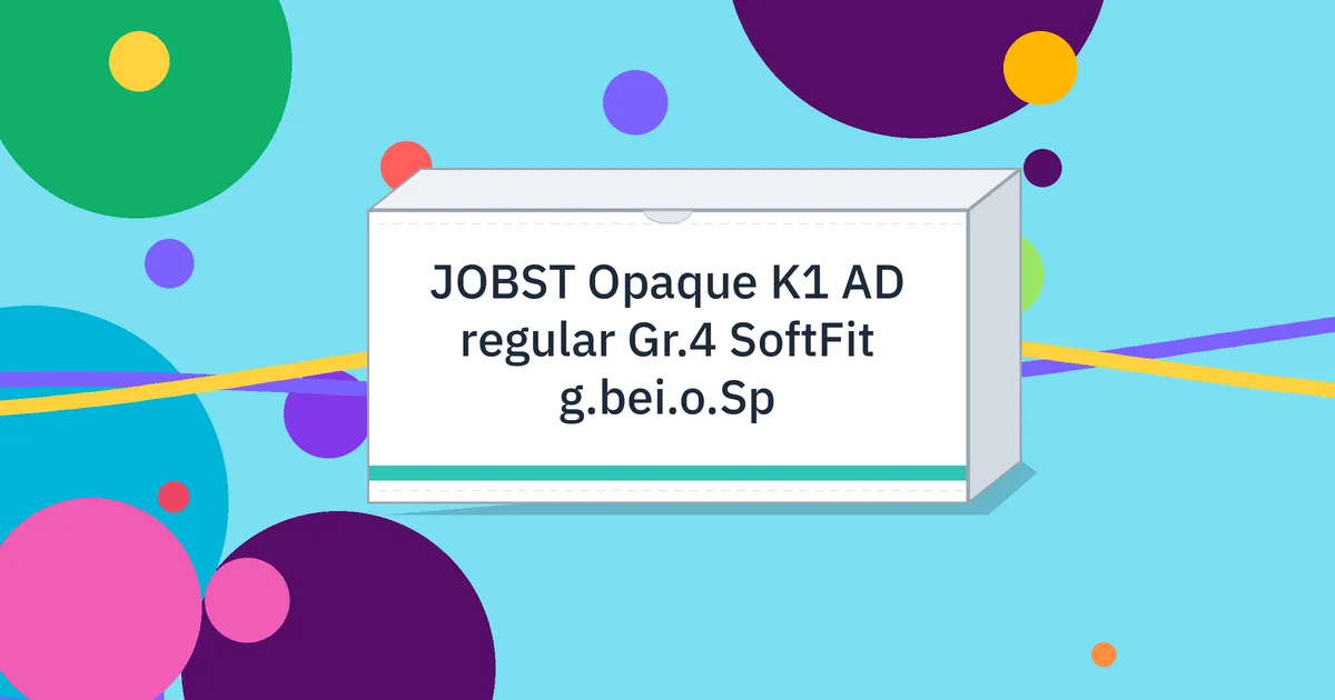 Symbolbild: Packung mit der Aufschrift JOBST Opaque K1 AD regular Gr.4 SoftFit g.bei.o.Sp (PZN 16262788) – Verfügbarkeit und Bezug in Apotheken in Frankfurt am Main