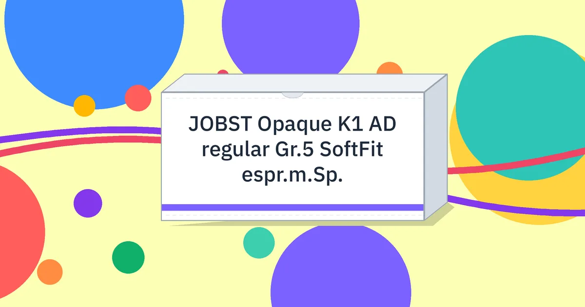 Symbolbild: Packung mit der Aufschrift JOBST Opaque K1 AD regular Gr.5 SoftFit espr.m.Sp. (PZN 16263428) – Verfügbarkeit und Bezug in Apotheken in Frankfurt am Main