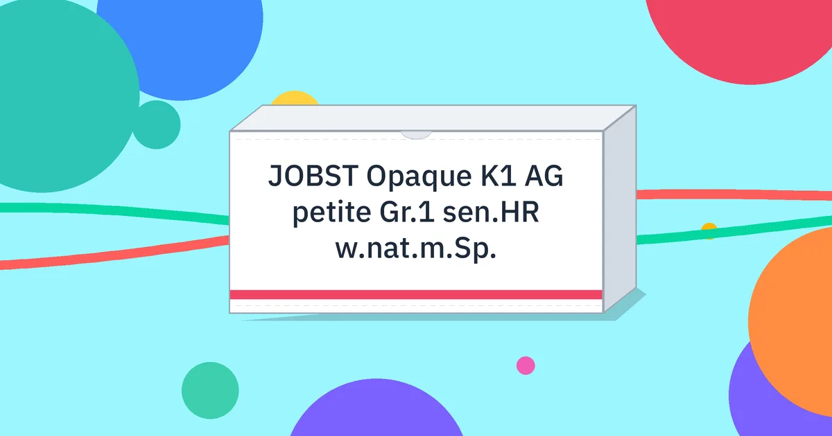 Symbolbild: Packung mit der Aufschrift JOBST Opaque K1 AG petite Gr.1 sen.HR w.nat.m.Sp. (PZN 13086150) – Verfügbarkeit und Bezug in Apotheken in Frankfurt am Main