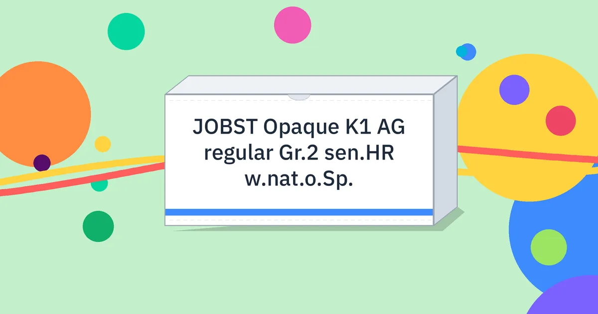 Symbolbild: Packung mit der Aufschrift JOBST Opaque K1 AG regular Gr.2 sen.HR w.nat.o.Sp. (PZN 13096421) – Verfügbarkeit und Bezug in Apotheken in Frankfurt am Main