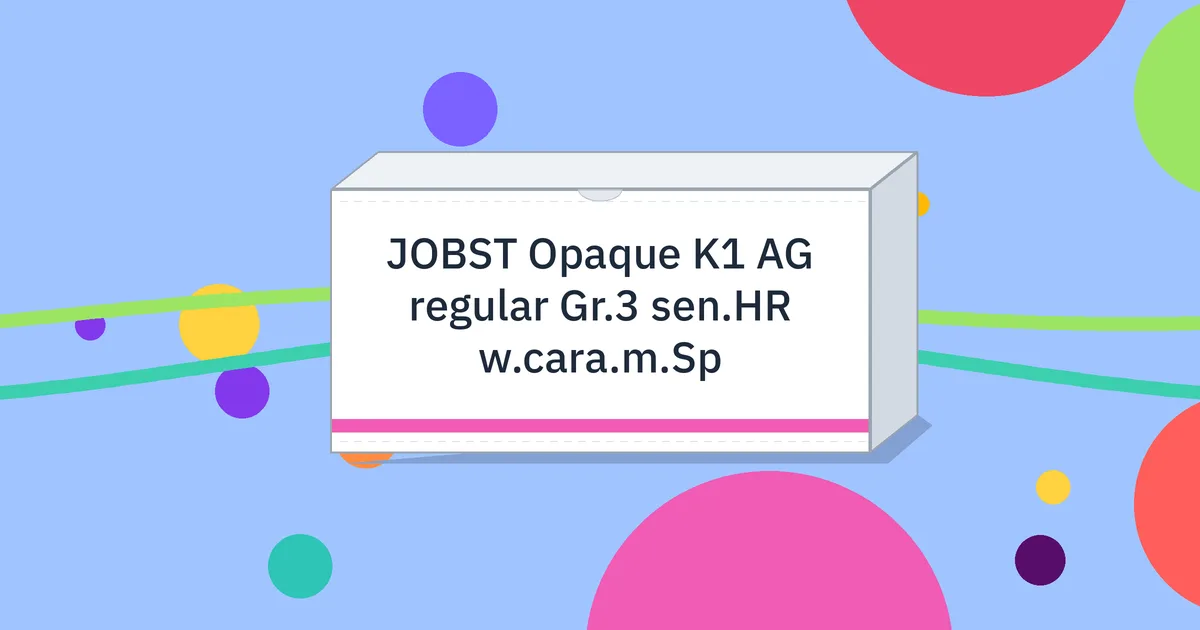 Symbolbild: Packung mit der Aufschrift JOBST Opaque K1 AG regular Gr.3 sen.HR w.cara.m.Sp (PZN 13092943) – Verfügbarkeit und Bezug in Apotheken in Frankfurt am Main