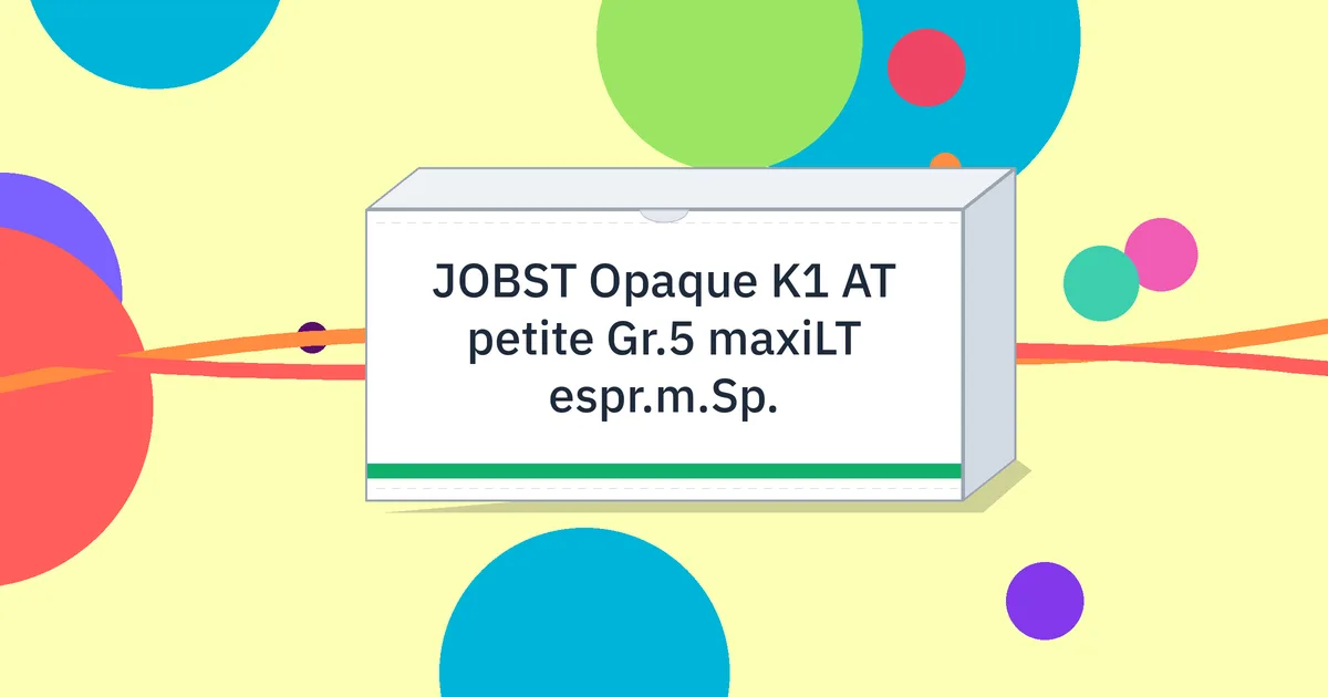 Symbolbild: Packung mit der Aufschrift JOBST Opaque K1 AT petite Gr.5 maxiLT espr.m.Sp. (PZN 16277057) – Verfügbarkeit und Bezug in Apotheken in Frankfurt am Main