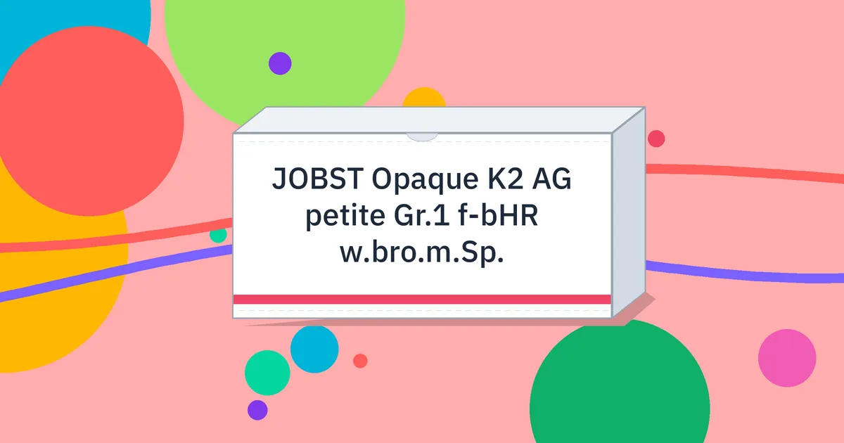 Symbolbild: Packung mit der Aufschrift JOBST Opaque K2 AG petite Gr.1 f-bHR w.bro.m.Sp. (PZN 13111965) – Verfügbarkeit und Bezug in Apotheken in Frankfurt am Main