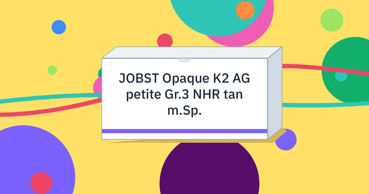 Symbolbild: Packung mit der Aufschrift JOBST Opaque K2 AG petite Gr.3 NHR tan m.Sp. (PZN 16284583) – Verfügbarkeit und Bezug in Apotheken in Frankfurt am Main