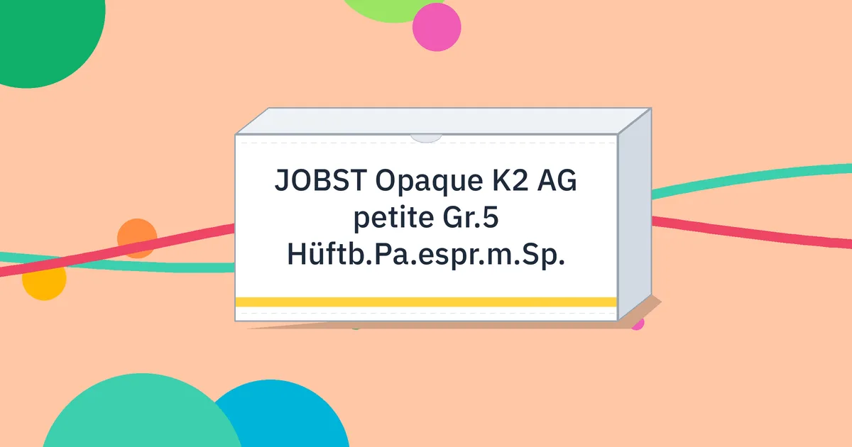 Symbolbild: Packung mit der Aufschrift JOBST Opaque K2 AG petite Gr.5 Hüftb.Pa.espr.m.Sp. (PZN 16288687) – Verfügbarkeit und Bezug in Apotheken in Frankfurt am Main