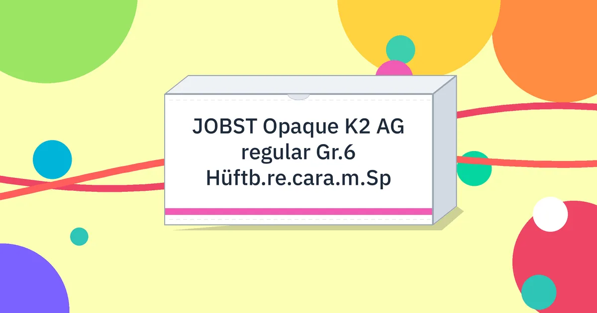 Symbolbild: Packung mit der Aufschrift JOBST Opaque K2 AG regular Gr.6 Hüftb.re.cara.m.Sp (PZN 13117212) – Verfügbarkeit und Bezug in Apotheken in Frankfurt am Main