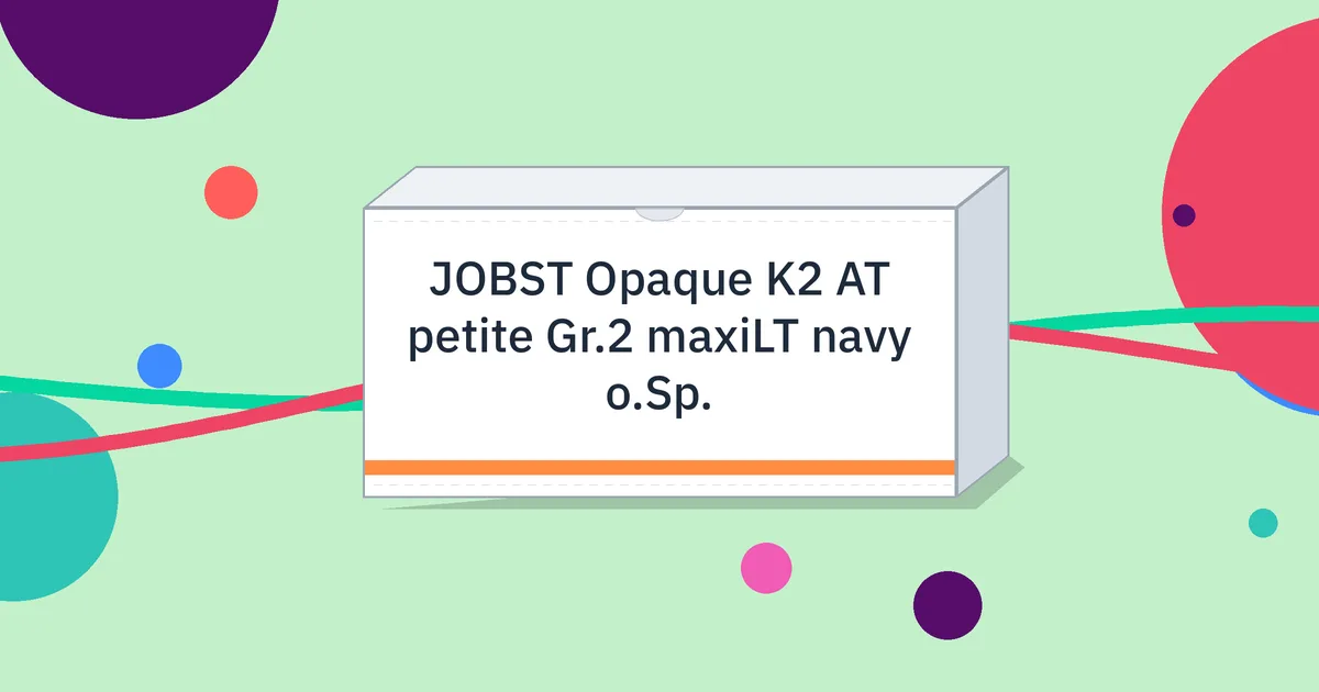 Symbolbild: Packung mit der Aufschrift JOBST Opaque K2 AT petite Gr.2 maxiLT navy o.Sp. (PZN 13119151) – Verfügbarkeit und Bezug in Apotheken in Frankfurt am Main