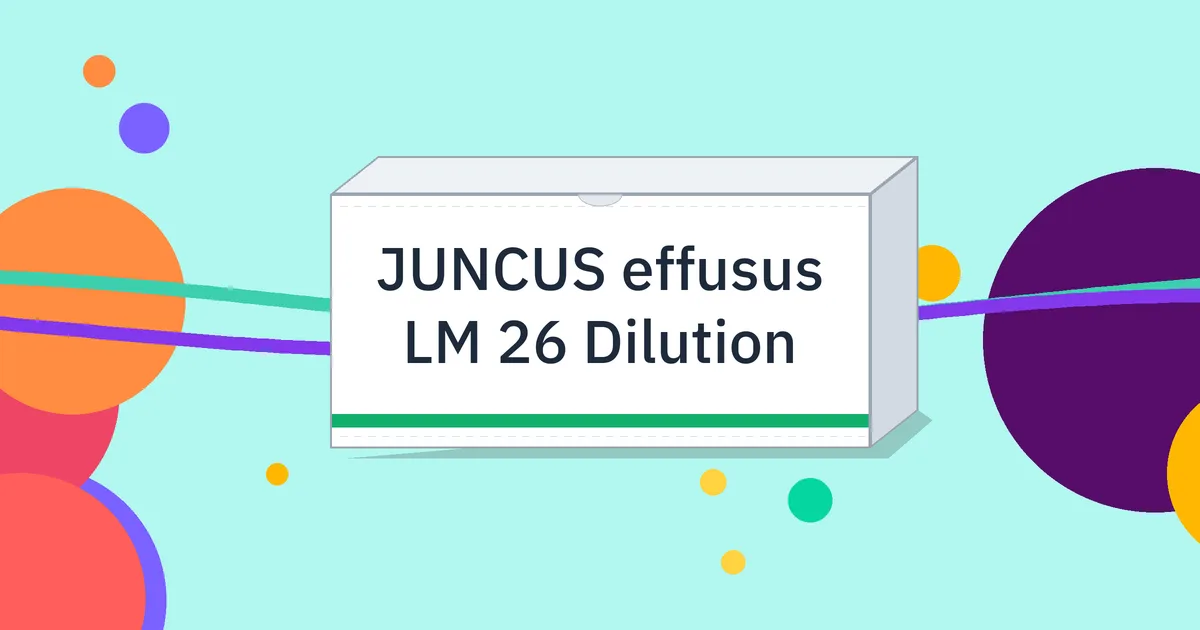 Symbolbild: Packung mit der Aufschrift JUNCUS effusus LM 26 Dilution (PZN 13564342) – Verfügbarkeit und Bezug in Apotheken in Frankfurt am Main