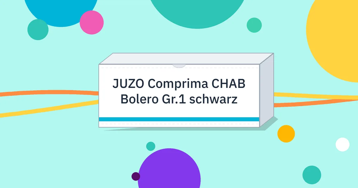 Symbolbild: Packung mit der Aufschrift JUZO Comprima CHAB Bolero Gr.1 schwarz (PZN 20781867) – Verfügbarkeit und Bezug in Apotheken in Frankfurt am Main