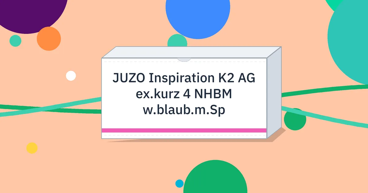 Symbolbild: Packung mit der Aufschrift JUZO Inspiration K2 AG ex.kurz 4 NHBM w.blaub.m.Sp (PZN 14963630) – Verfügbarkeit und Bezug in Apotheken in Frankfurt am Main