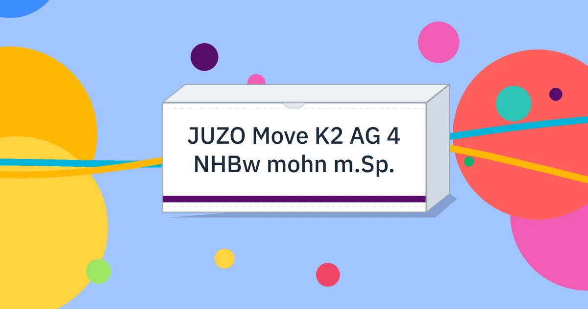 Symbolbild: Packung mit der Aufschrift JUZO Move K2 AG 4 NHBw mohn m.Sp. (PZN 18554756) – Verfügbarkeit und Bezug in Apotheken in Frankfurt am Main