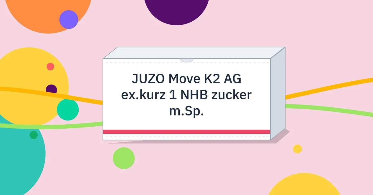 Symbolbild: Packung mit der Aufschrift JUZO Move K2 AG ex.kurz 1 NHB zucker m.Sp. (PZN 18531548) – Verfügbarkeit und Bezug in Apotheken in Frankfurt am Main