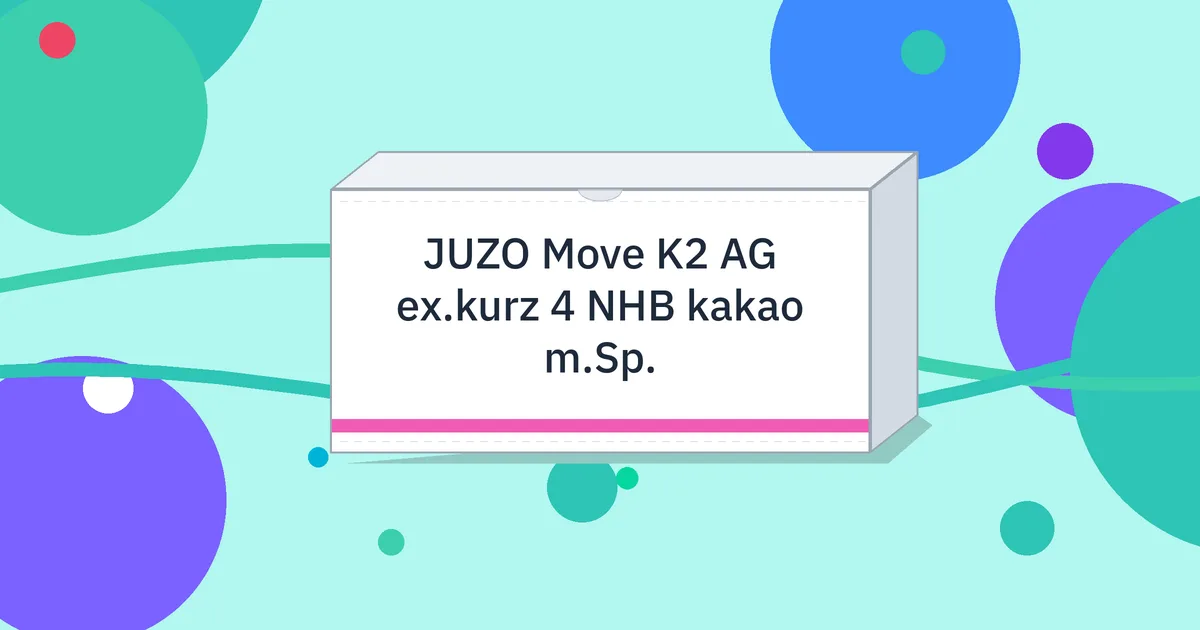 Symbolbild: Packung mit der Aufschrift JUZO Move K2 AG ex.kurz 4 NHB kakao m.Sp. (PZN 18563347) – Verfügbarkeit und Bezug in Apotheken in Frankfurt am Main