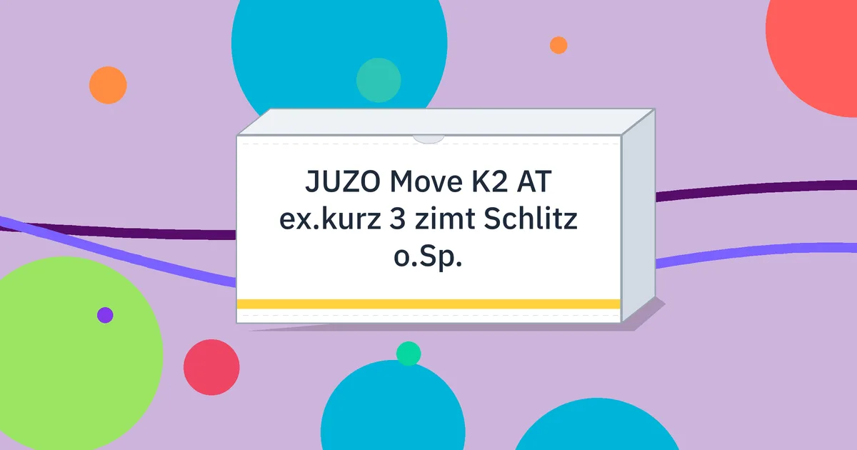Symbolbild: Packung mit der Aufschrift JUZO Move K2 AT ex.kurz 3 zimt Schlitz o.Sp. (PZN 20673238) – Verfügbarkeit und Bezug in Apotheken in Frankfurt am Main
