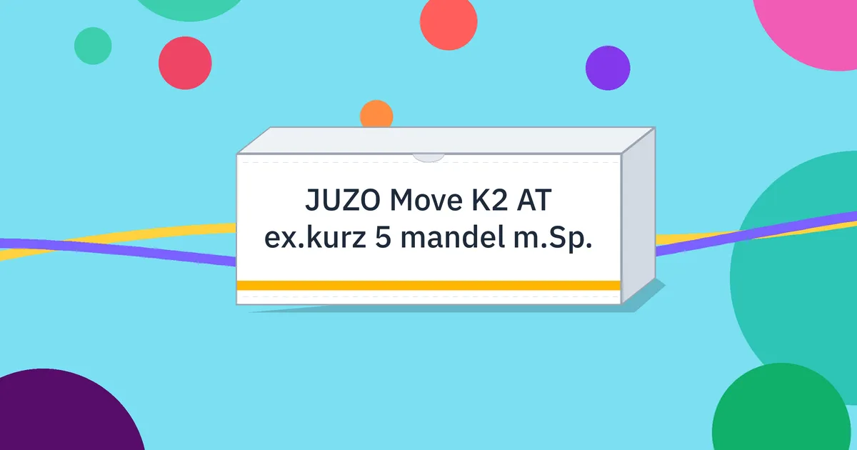 Symbolbild: Packung mit der Aufschrift JUZO Move K2 AT ex.kurz 5 mandel m.Sp. (PZN 20670926) – Verfügbarkeit und Bezug in Apotheken in Frankfurt am Main