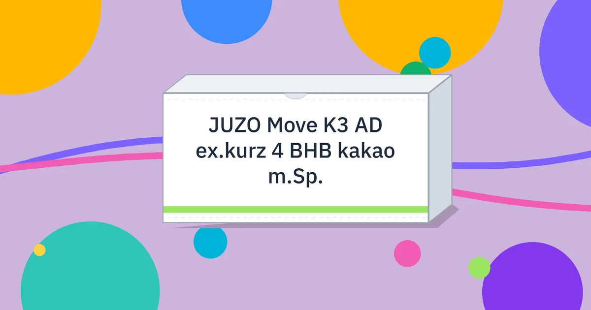 Symbolbild: Packung mit der Aufschrift JUZO Move K3 AD ex.kurz 4 BHB kakao m.Sp. (PZN 18573736) – Verfügbarkeit und Bezug in Apotheken in Frankfurt am Main
