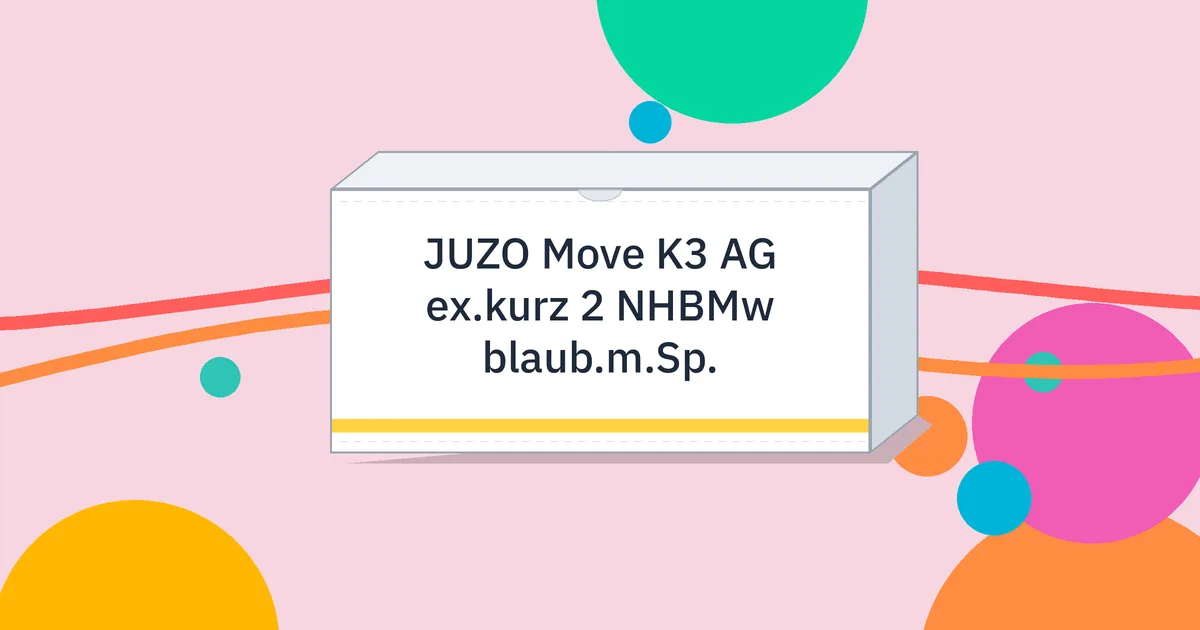 Symbolbild: Packung mit der Aufschrift JUZO Move K3 AG ex.kurz 2 NHBMw blaub.m.Sp. (PZN 18594715) – Verfügbarkeit und Bezug in Apotheken in Frankfurt am Main