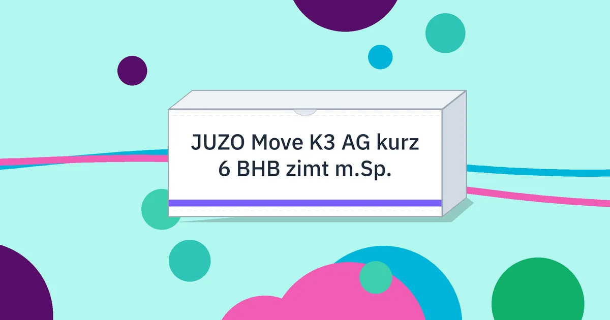 Symbolbild: Packung mit der Aufschrift JUZO Move K3 AG kurz 6 BHB zimt m.Sp. (PZN 18579609) – Verfügbarkeit und Bezug in Apotheken in Frankfurt am Main