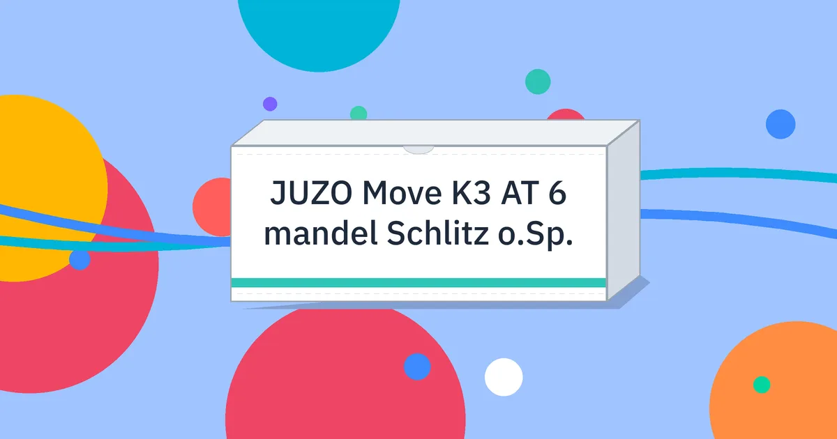 Symbolbild: Packung mit der Aufschrift JUZO Move K3 AT 6 mandel Schlitz o.Sp. (PZN 20679695) – Verfügbarkeit und Bezug in Apotheken in Frankfurt am Main