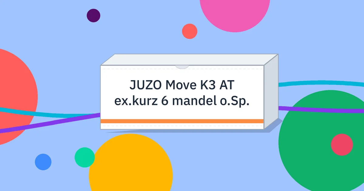 Symbolbild: Packung mit der Aufschrift JUZO Move K3 AT ex.kurz 6 mandel o.Sp. (PZN 20681723) – Verfügbarkeit und Bezug in Apotheken in Frankfurt am Main