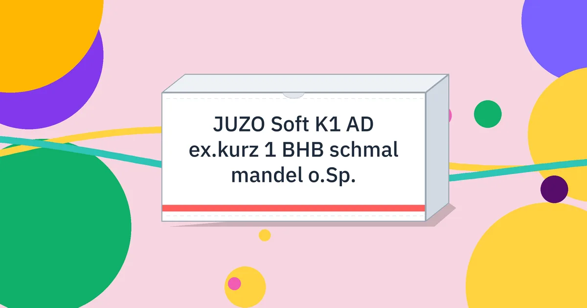 Symbolbild: Packung mit der Aufschrift JUZO Soft K1 AD ex.kurz 1 BHB schmal mandel o.Sp. (PZN 15464604) – Verfügbarkeit und Bezug in Apotheken in Frankfurt am Main