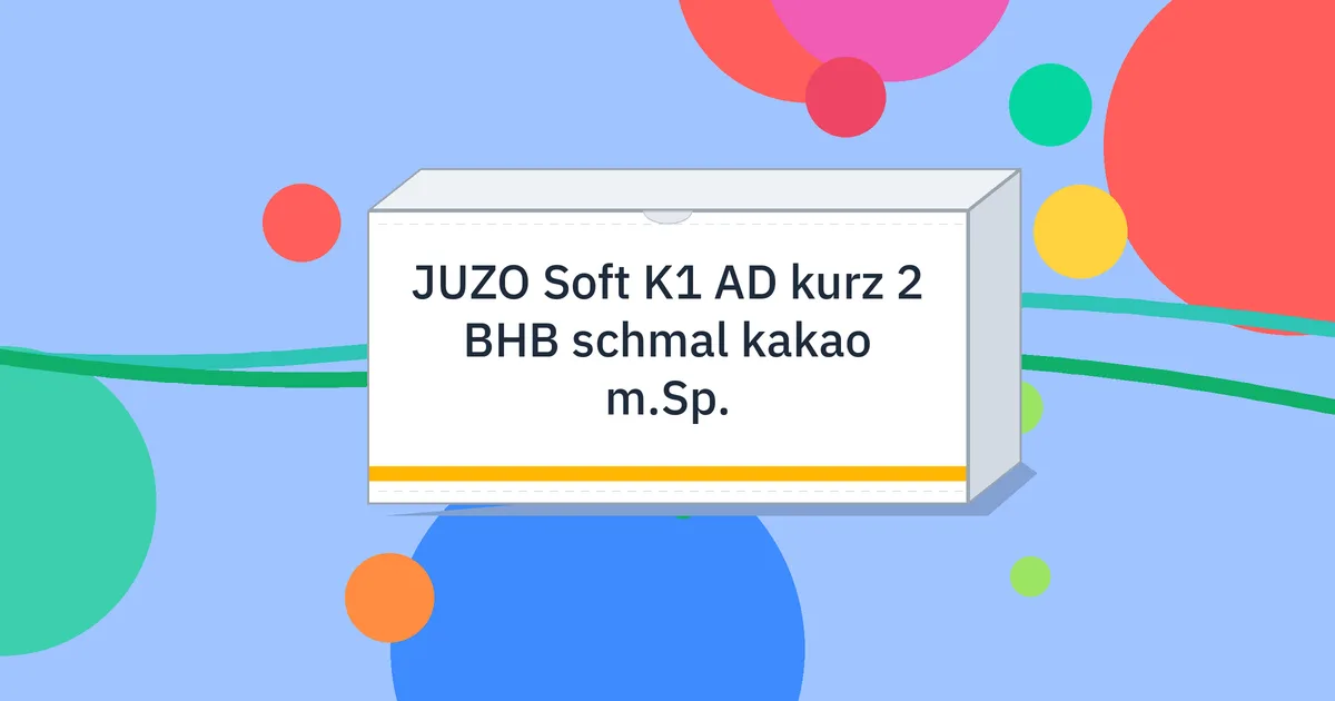 Symbolbild: Packung mit der Aufschrift JUZO Soft K1 AD kurz 2 BHB schmal kakao m.Sp. (PZN 15462002) – Verfügbarkeit und Bezug in Apotheken in Frankfurt am Main