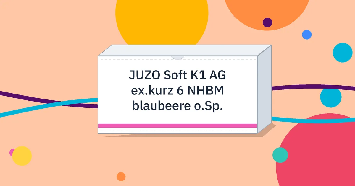 Symbolbild: Packung mit der Aufschrift JUZO Soft K1 AG ex.kurz 6 NHBM blaubeere o.Sp. (PZN 15001034) – Verfügbarkeit und Bezug in Apotheken in Frankfurt am Main