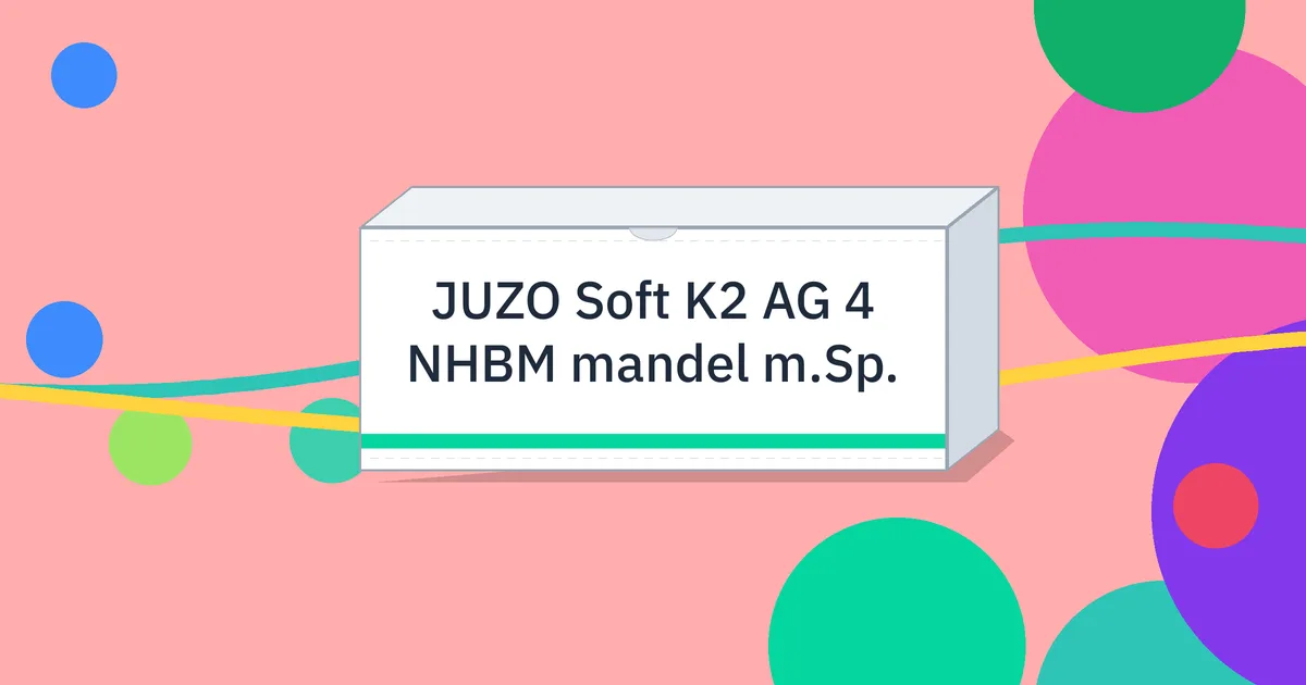 Symbolbild: Packung mit der Aufschrift JUZO Soft K2 AG 4 NHBM mandel m.Sp. (PZN 14997818) – Verfügbarkeit und Bezug in Apotheken in Frankfurt am Main