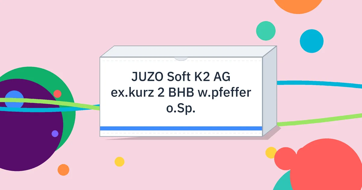 Symbolbild: Packung mit der Aufschrift JUZO Soft K2 AG ex.kurz 2 BHB w.pfeffer o.Sp. (PZN 14843825) – Verfügbarkeit und Bezug in Apotheken in Frankfurt am Main