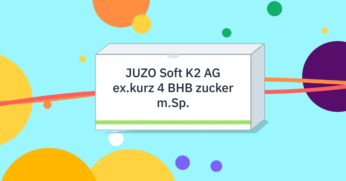 Symbolbild: Packung mit der Aufschrift JUZO Soft K2 AG ex.kurz 4 BHB zucker m.Sp. (PZN 14827252) – Verfügbarkeit und Bezug in Apotheken in Frankfurt am Main