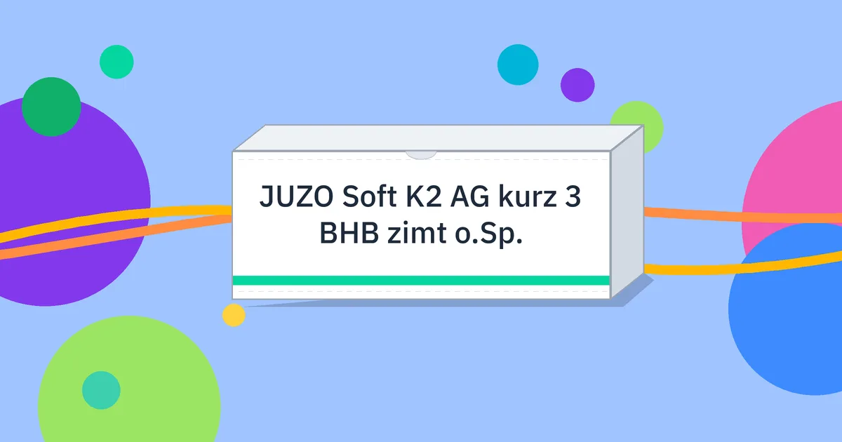 Symbolbild: Packung mit der Aufschrift JUZO Soft K2 AG kurz 3 BHB zimt o.Sp. (PZN 14826695) – Verfügbarkeit und Bezug in Apotheken in Frankfurt am Main